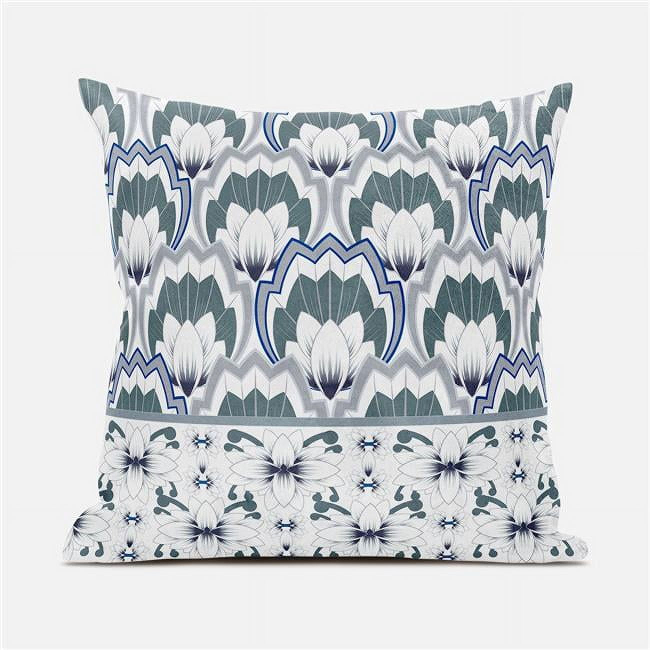 16 x 16 in. Blown Seam Broad Cloth Floral Throw Pillow, White, Gray ...