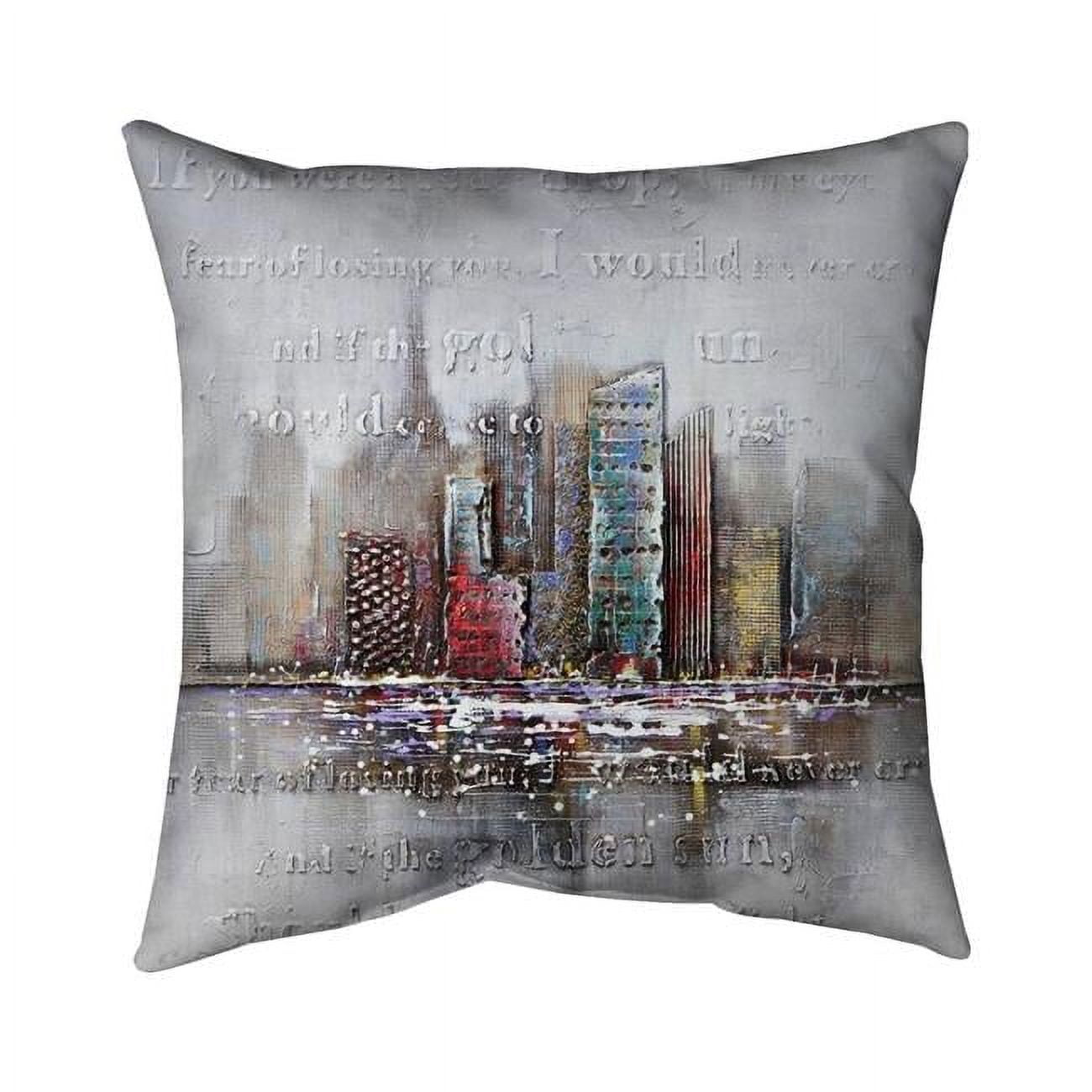 16 x 16 in. Cityscape with Typography In Relief-Double Sided Print ...