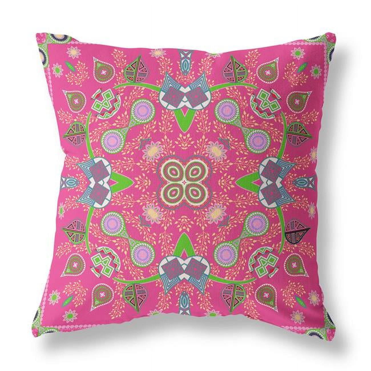 16 x 16 in. Hot Pink Blown Seam Paisley Indoor & Outdoor Throw Pillows ...