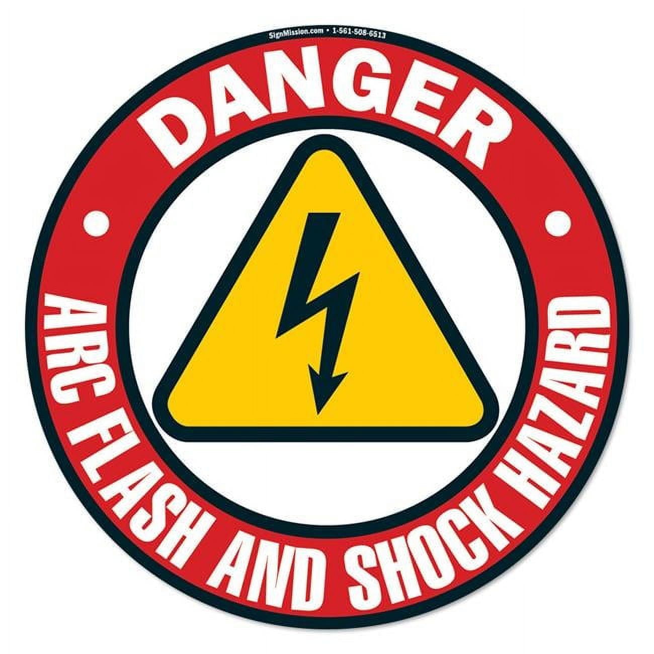 16 x 16 in. Non-Slip Circle Vinyl Floor Decal - Arc Flash & Shock ...