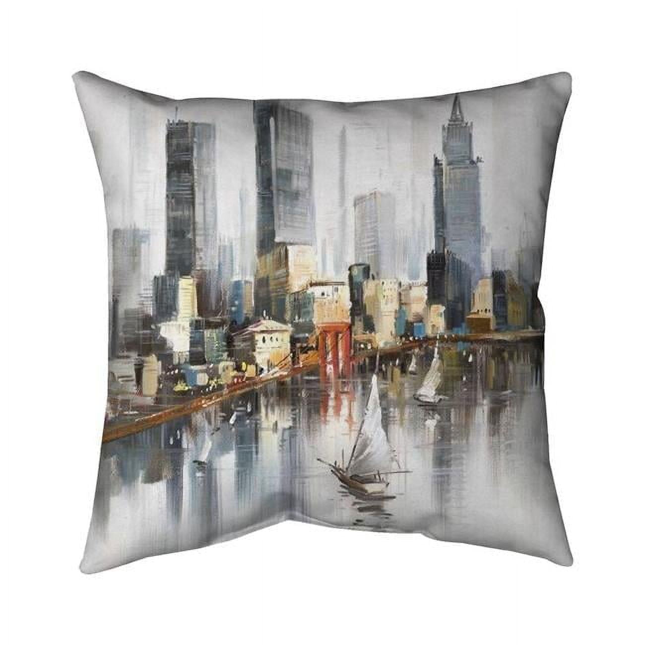 16 x 16 in. Watercolor Style City with Boats-Double Sided Print Outdoor ...