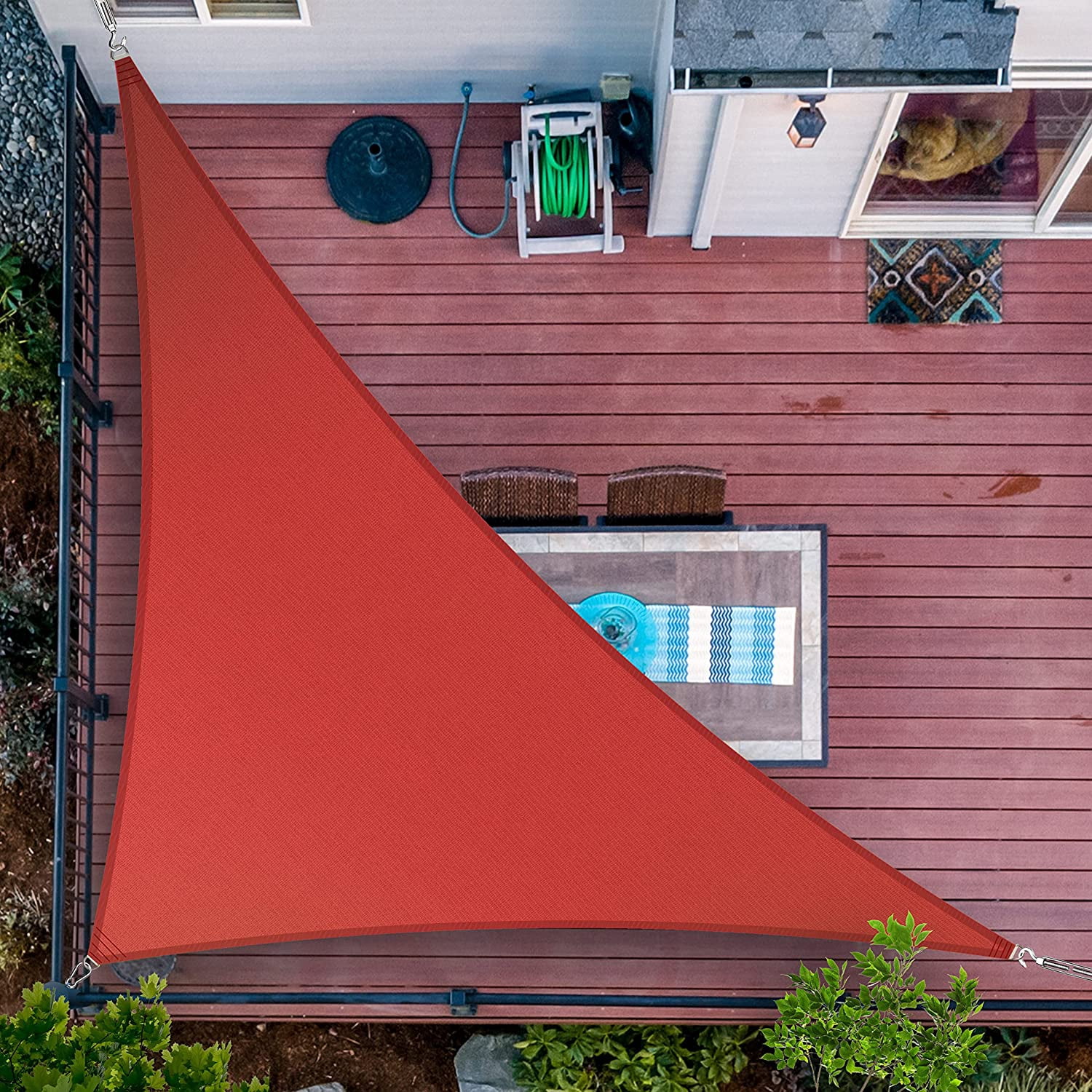 **16' x 16' x 22.6' red right triangle sun shade sail upf50 smtaprt18 ...