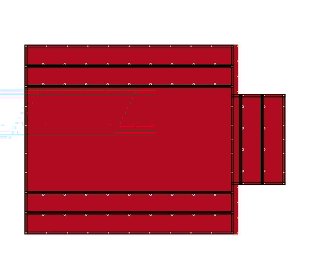 16' x 18' Flatbed Truck 18 Oz Steel Tarp, End-Piece with 4 FT Drop ...