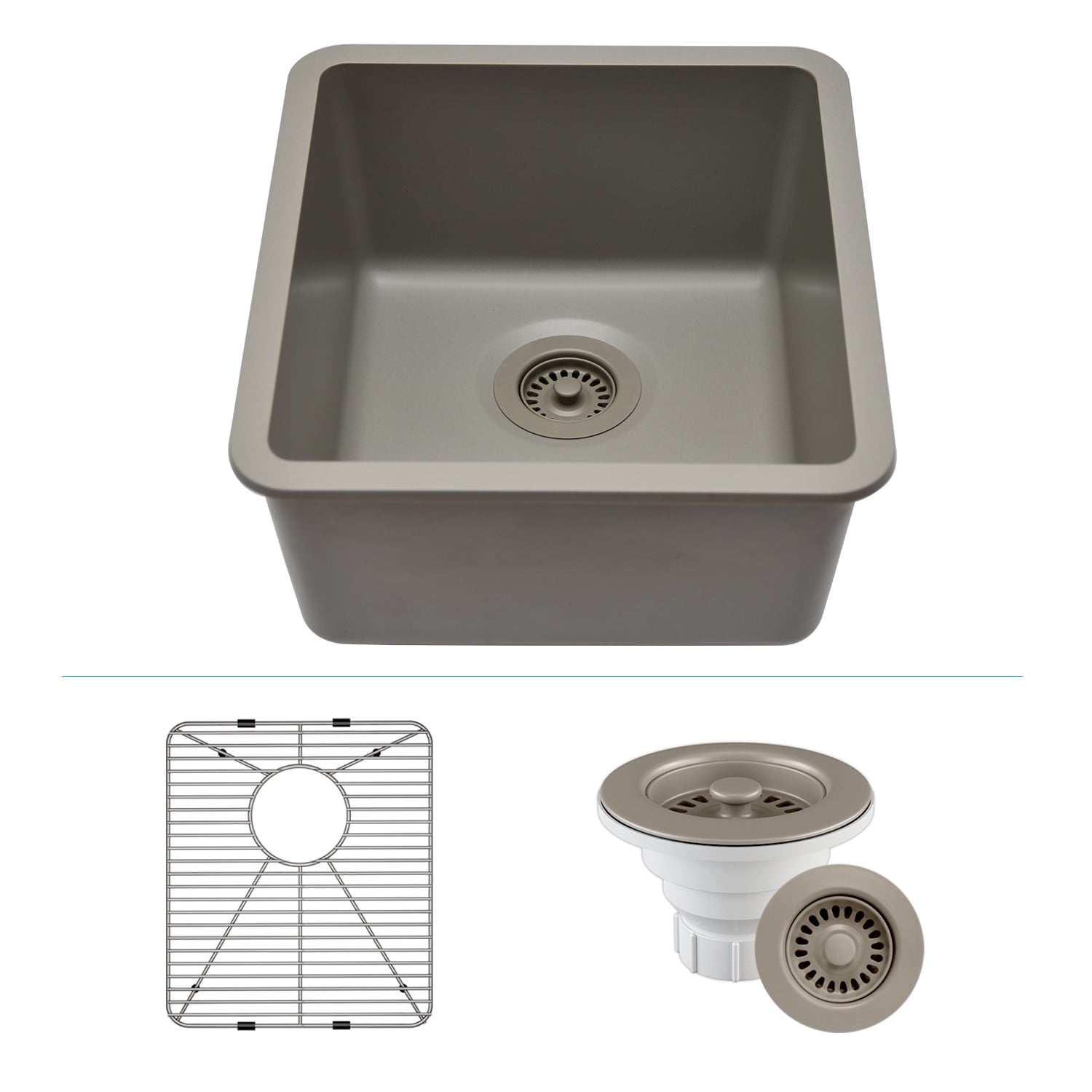 16" x 18" Quartz Kitchen Sink, Single Bowl Sink, Drop-in Sink ...