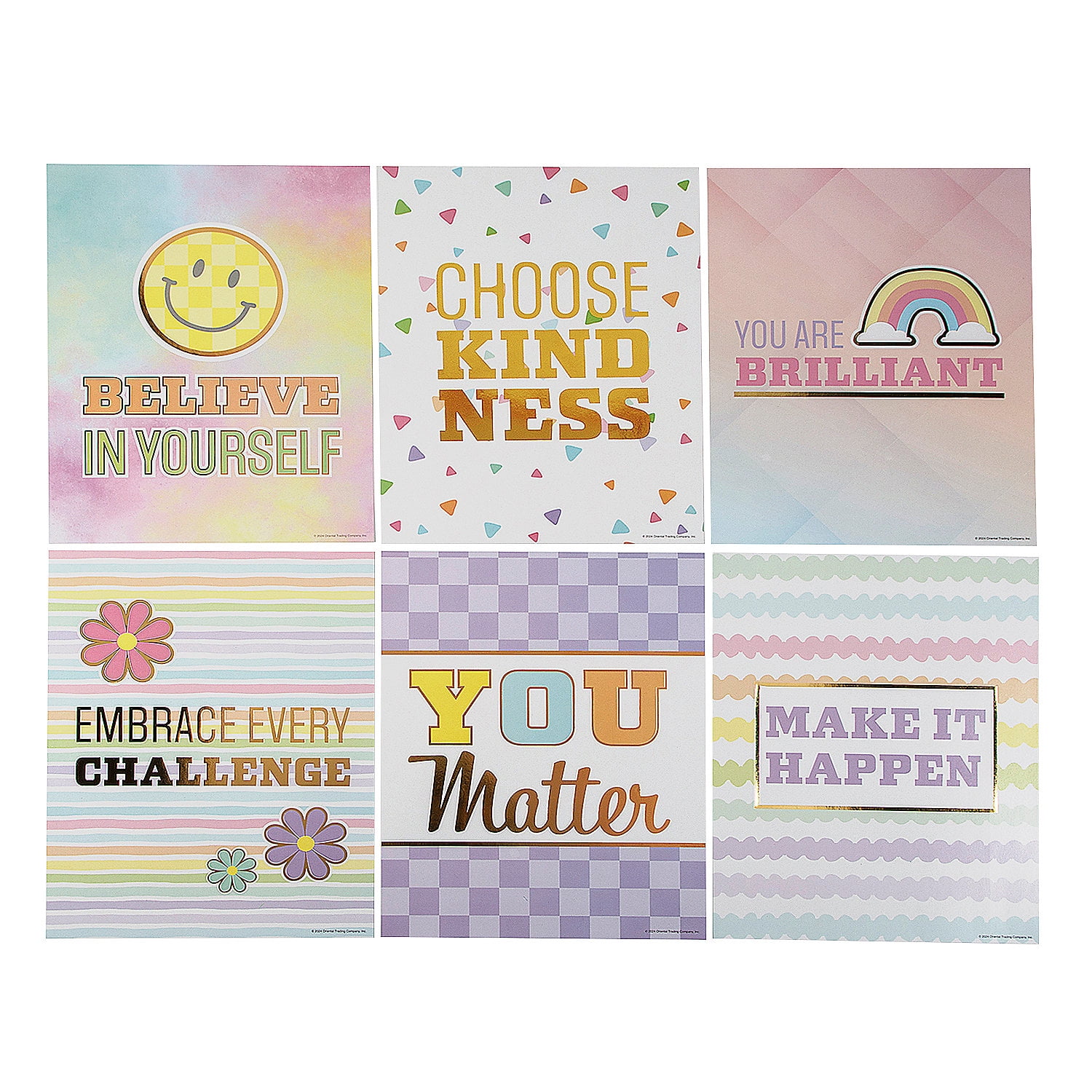 16" x 20 3/4" Pastel Rainbow Inspirational Classroom Poster Set - 6 Pc ...