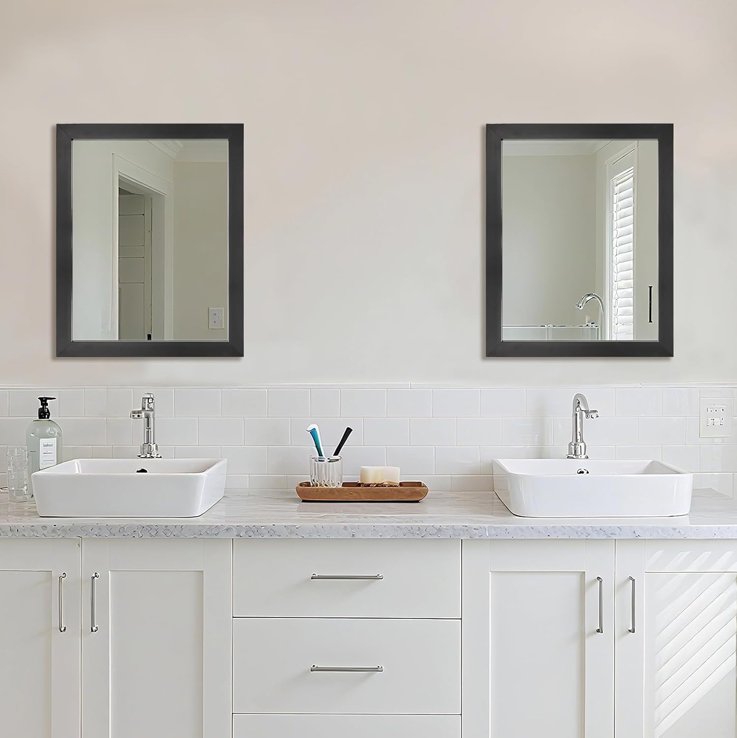 16 x 20 Inch Rectangular Wall Mirror Black Frame Versatile Decor ...