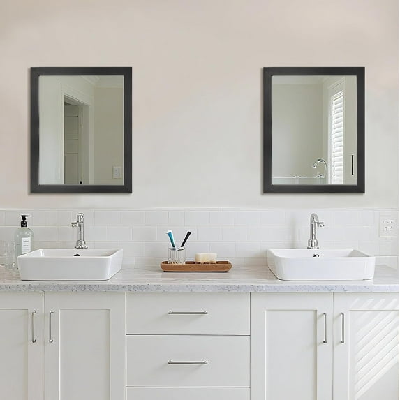 16 x 20 Inch Rectangular Wall Mirror Black Frame Versatile Decor ...