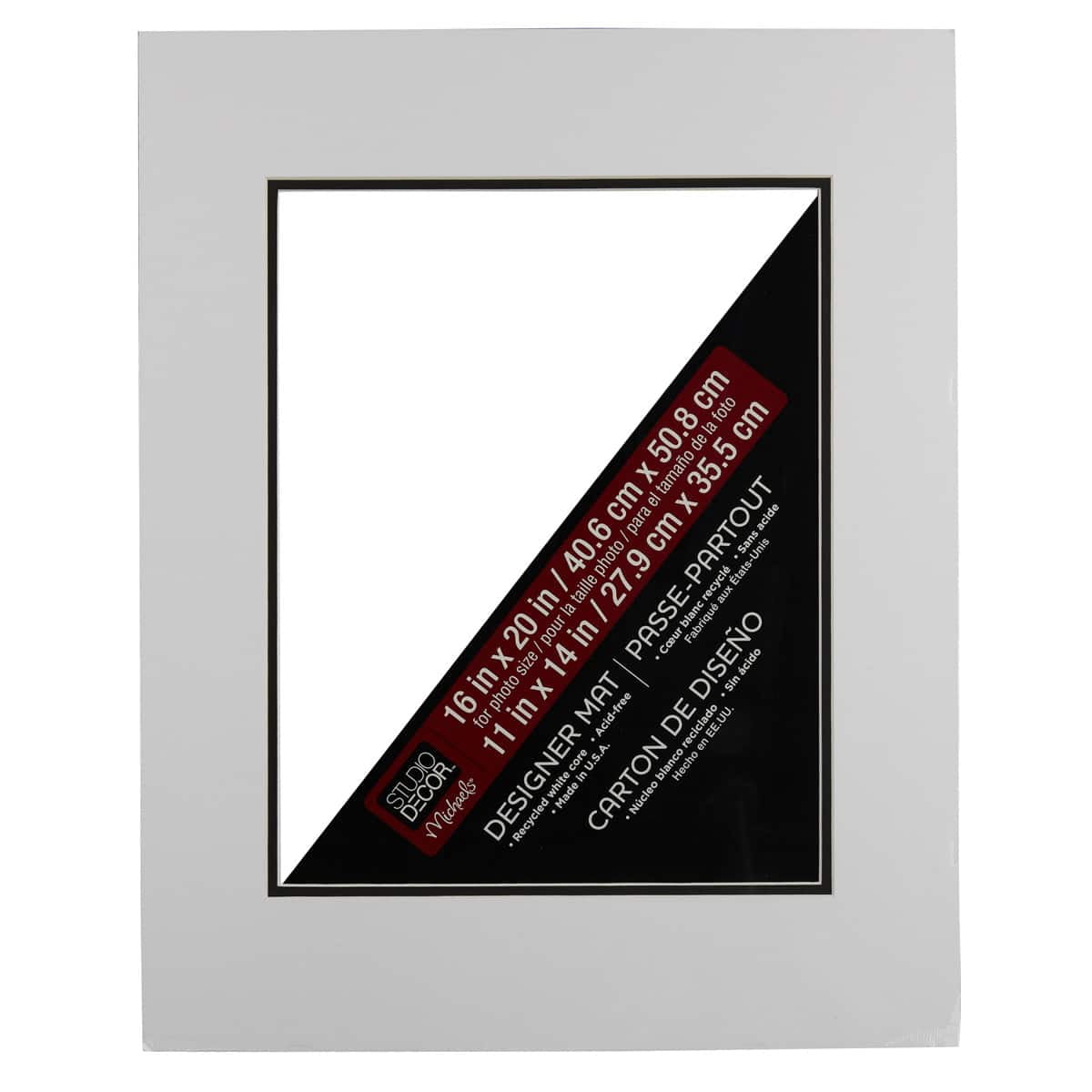 Studio Decor 16" x 20" White & Black Double Mat with 11" x 14" Opening ...