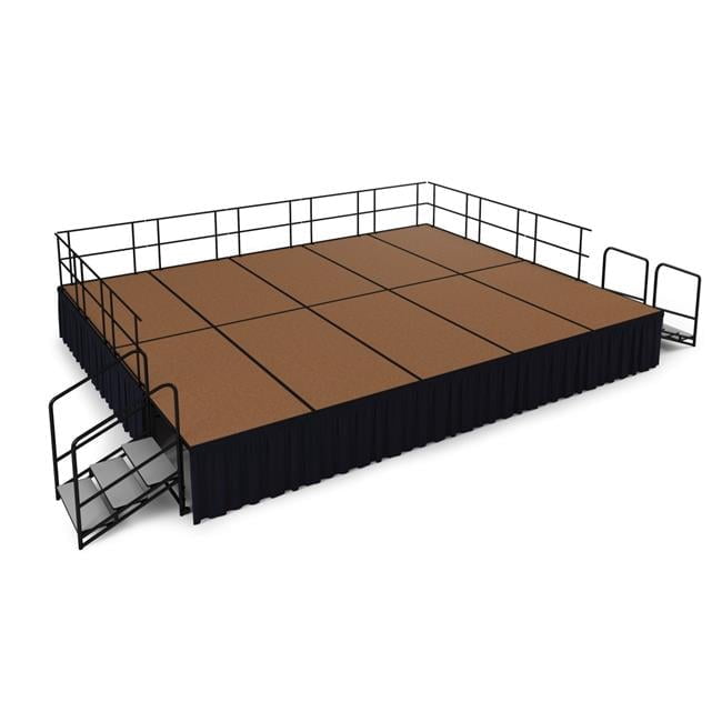16 x 20 ft. Hardboard Floor Stage with Black Shirred Pleat Skirting ...