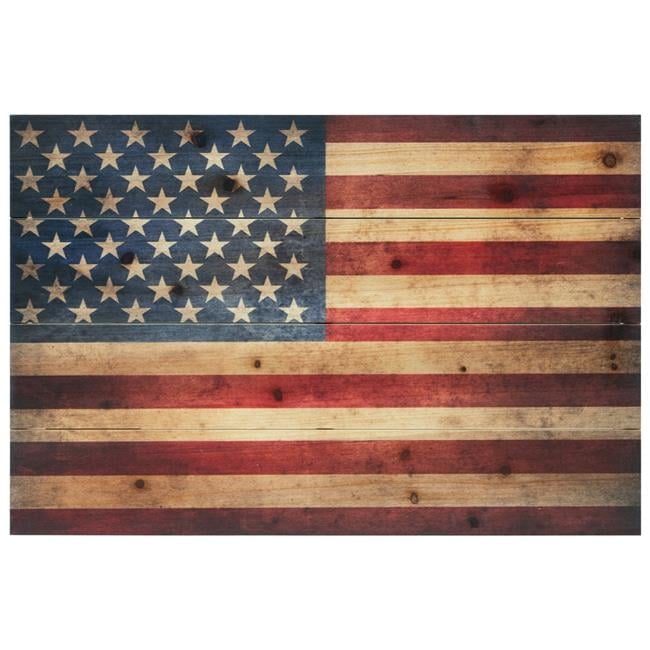 16 x 24 in. American Flag Digital Print on Solid Wood Wall Art ...
