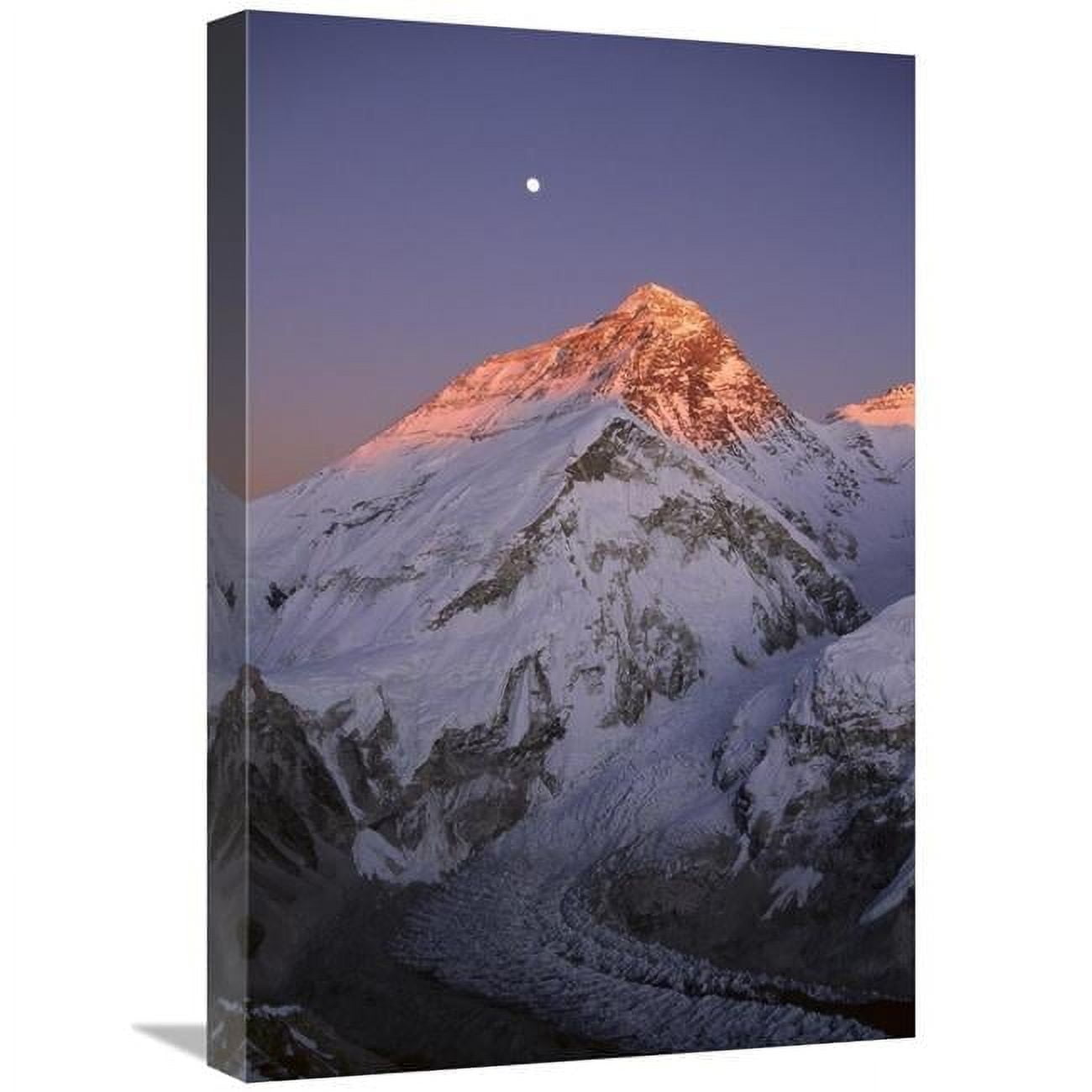 16 x 24 in. Moon Over Summit of Mount Everest & Khumbu Glacier ...