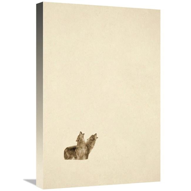 16 x 24 in. Timber Wolf Pair Howling in Snow, North America - Sepia Art ...