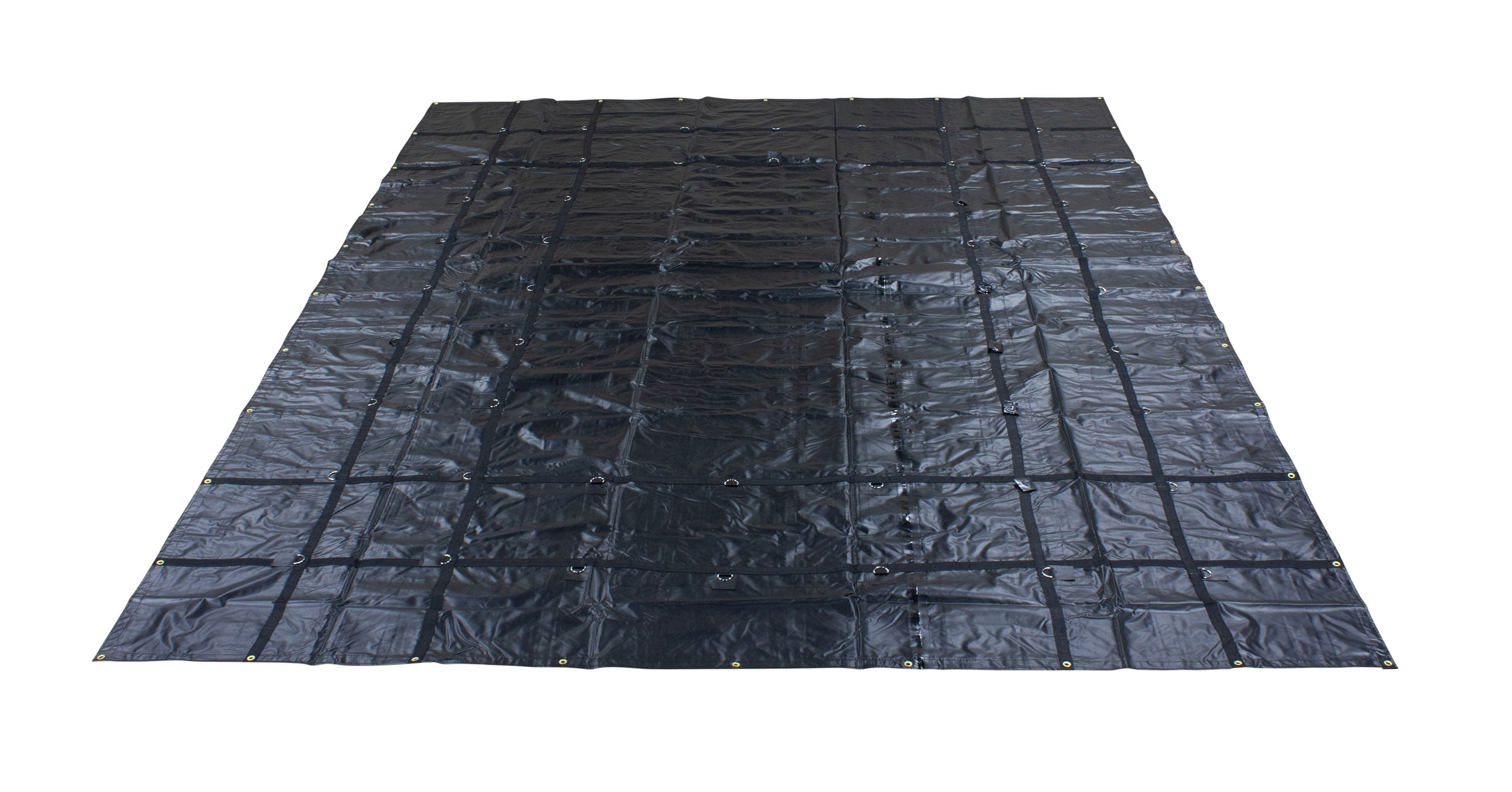 16' x 30' Flatbed Trailer Steel Tarp with 4 FT Drop - Heavy Duty Black ...