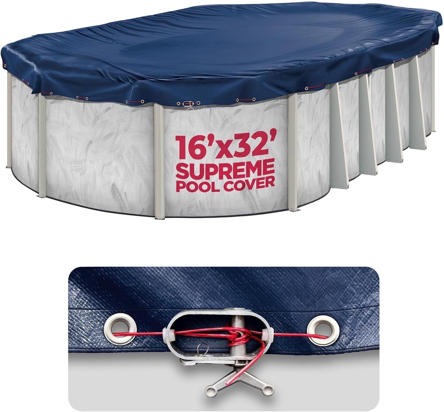 Shop Square, Oval Pool Cover, 16x32 ft, Navy Blue, Winter Cover ...