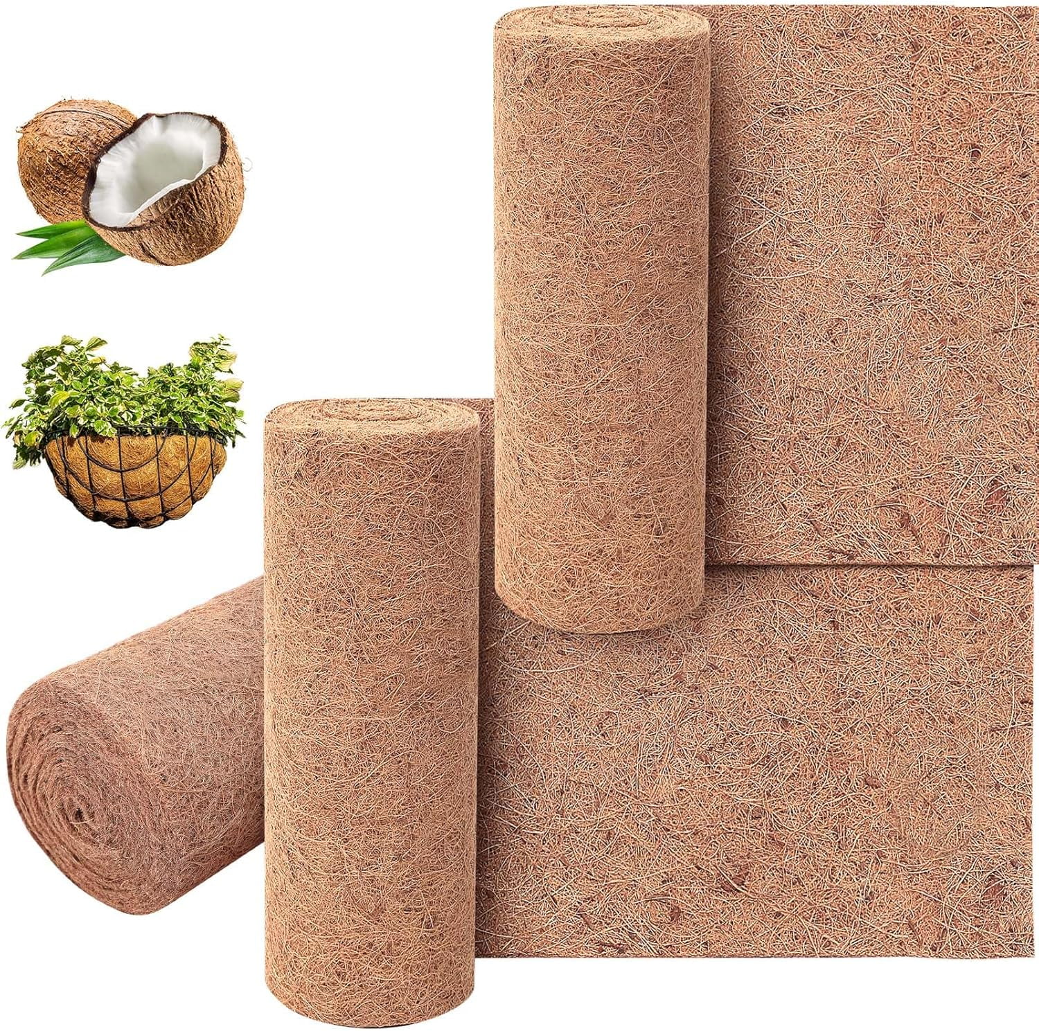 16 x 360 Inch Natural Coconut Liners for Planters Coco Coir Liner Sheet ...