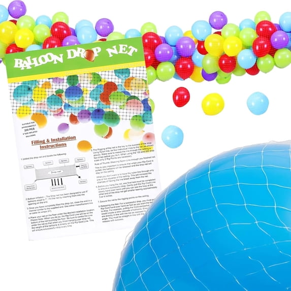 16 x 3ft Reusable Balloon Drop Net for Ceiling Release, Balloon ...