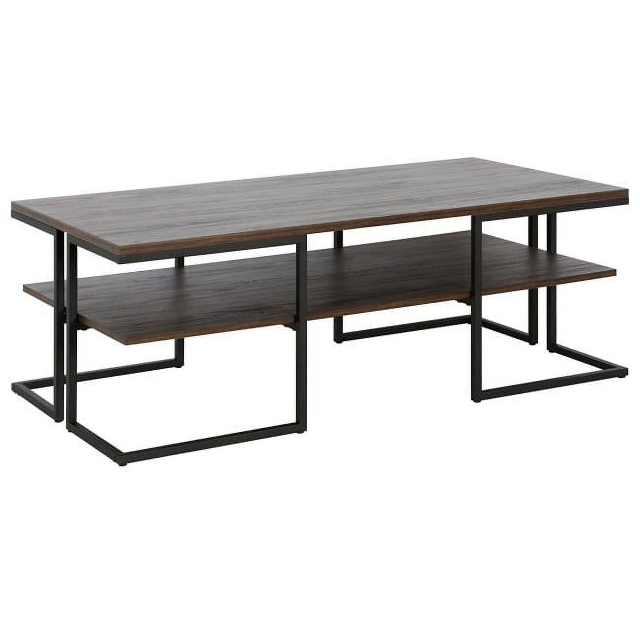 16 x 45 x 22 in. Black & Brown Rectangular Coffee Table with Shelf ...