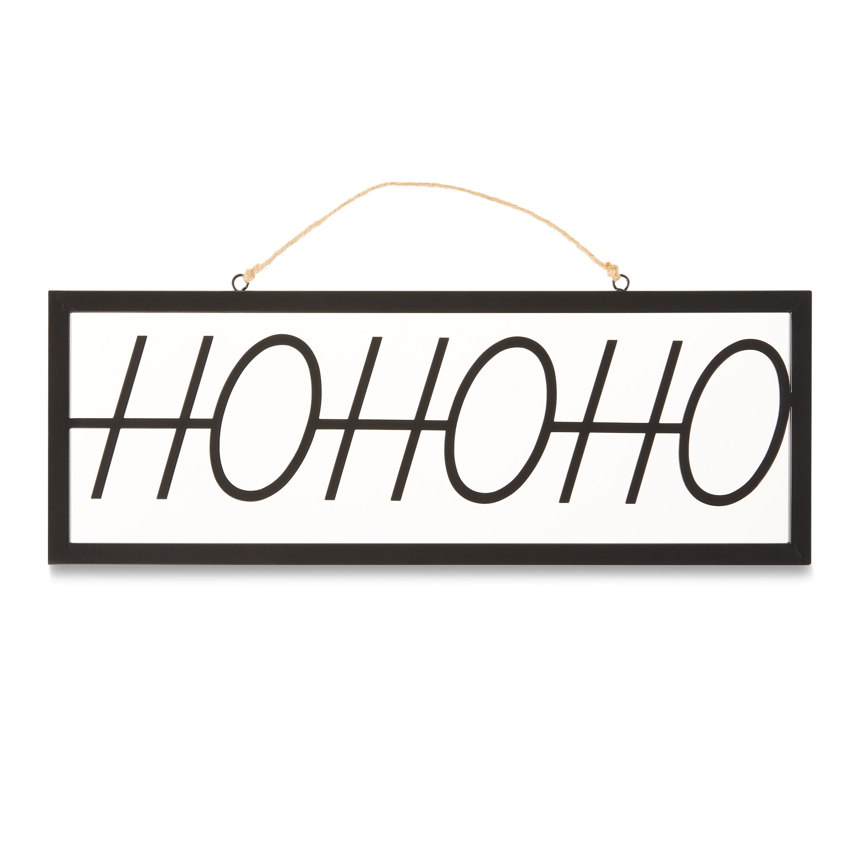 16" x 5.75" Metal HoHoHo Sign Modern Christmas Decoration, Black ...