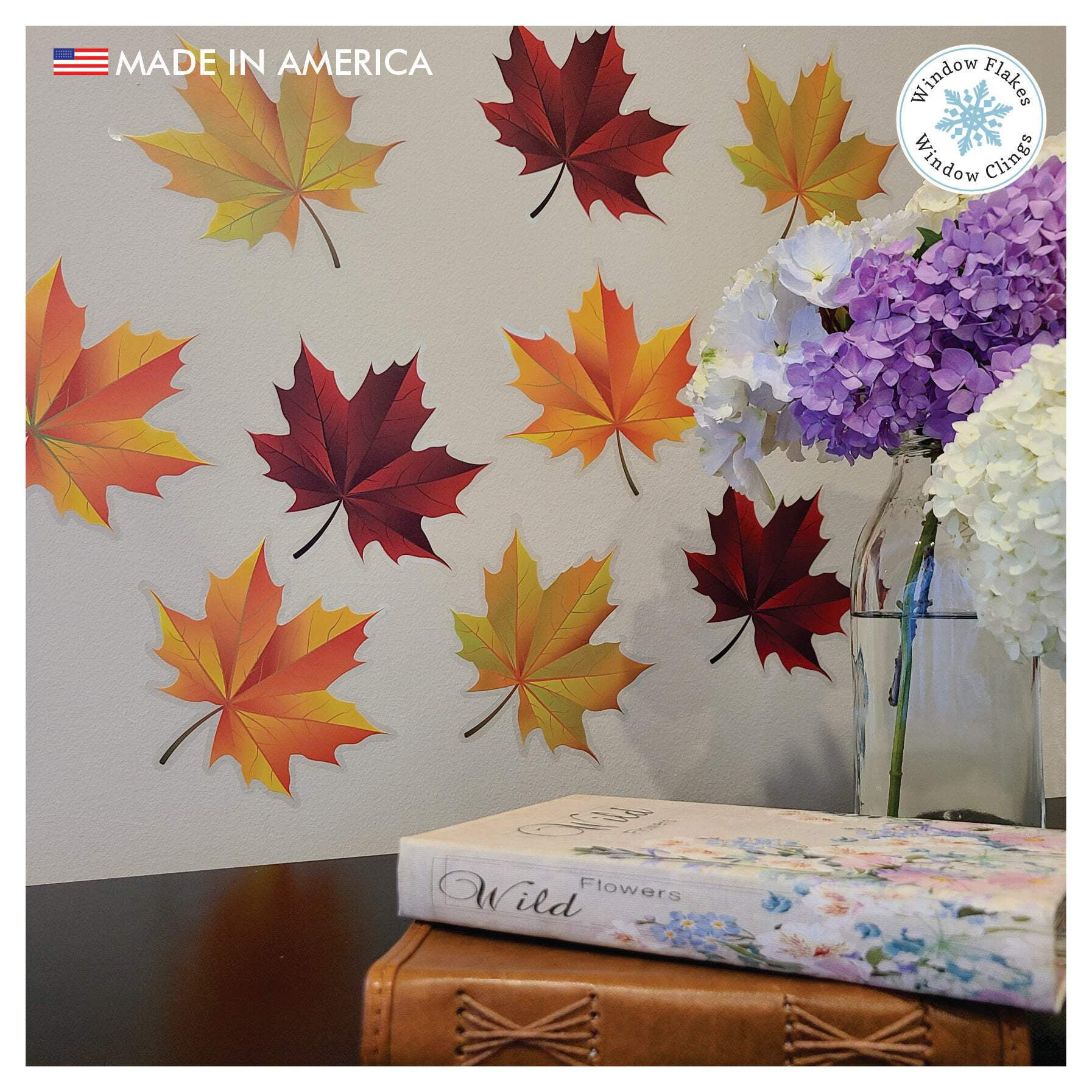 16 x Large 6" Fall Leaf Decals for Windows, Walls, Wallpaper. Indoor ...