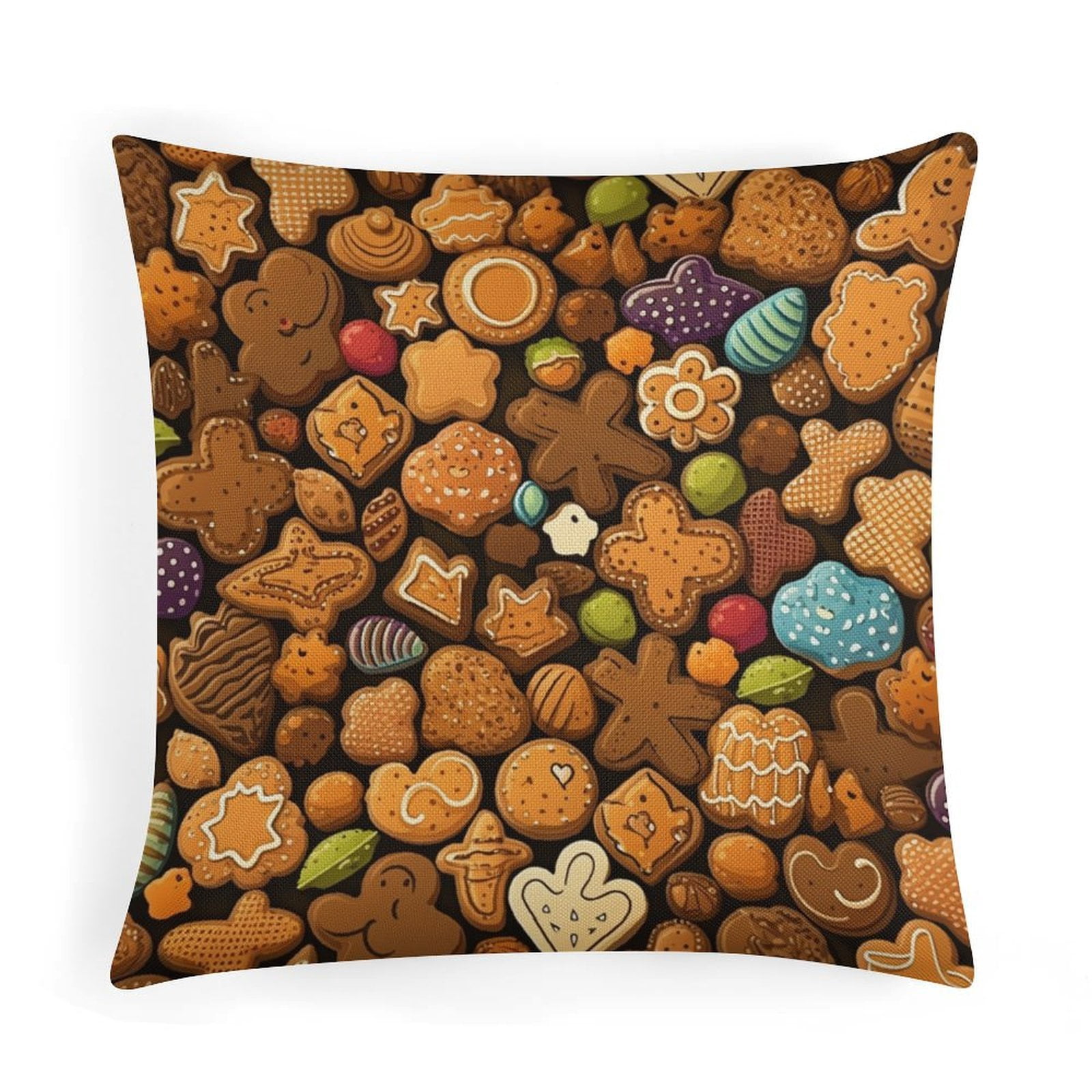 16"x16" Cushion Covers Chocolate Cookie Square Pillow Cover Funny Food ...