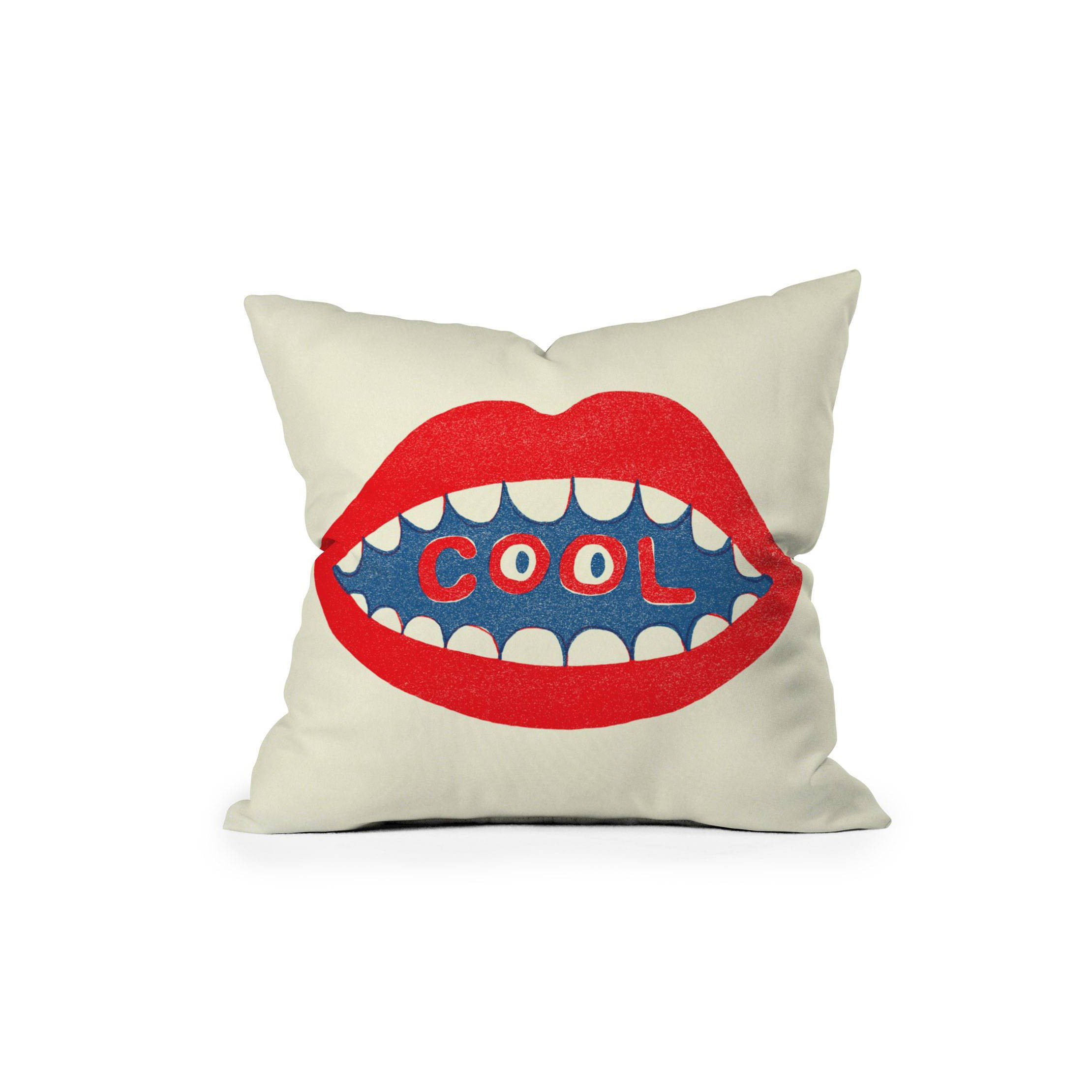 16"x16" Nick Nelson Cool Mouth Square Throw Pillow Red: Modern ...