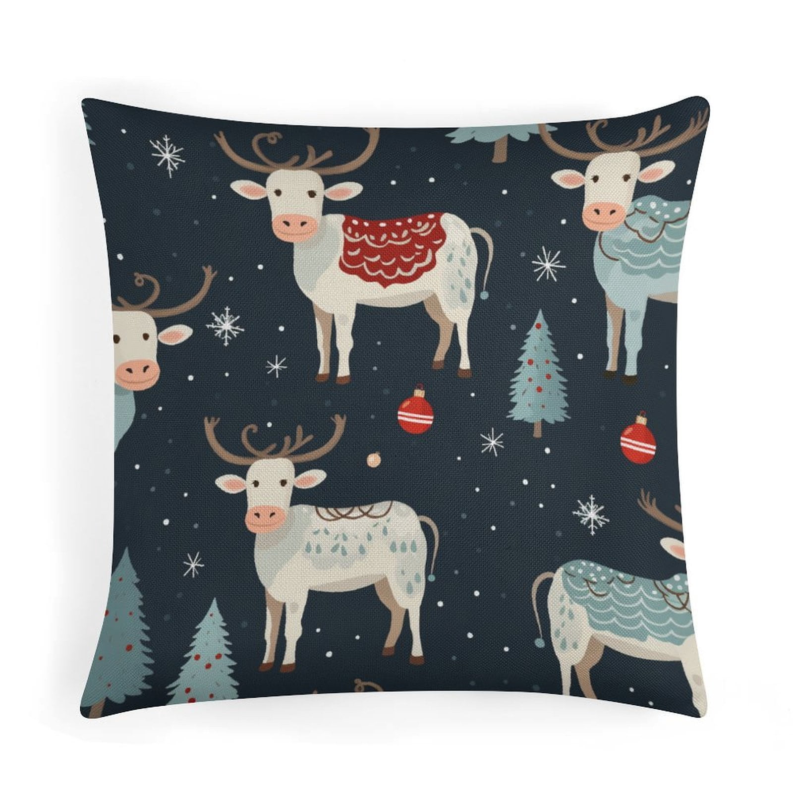 16"x16" Pillow Cases Farm Animal Cow Christmas Farmhouse Decorative ...