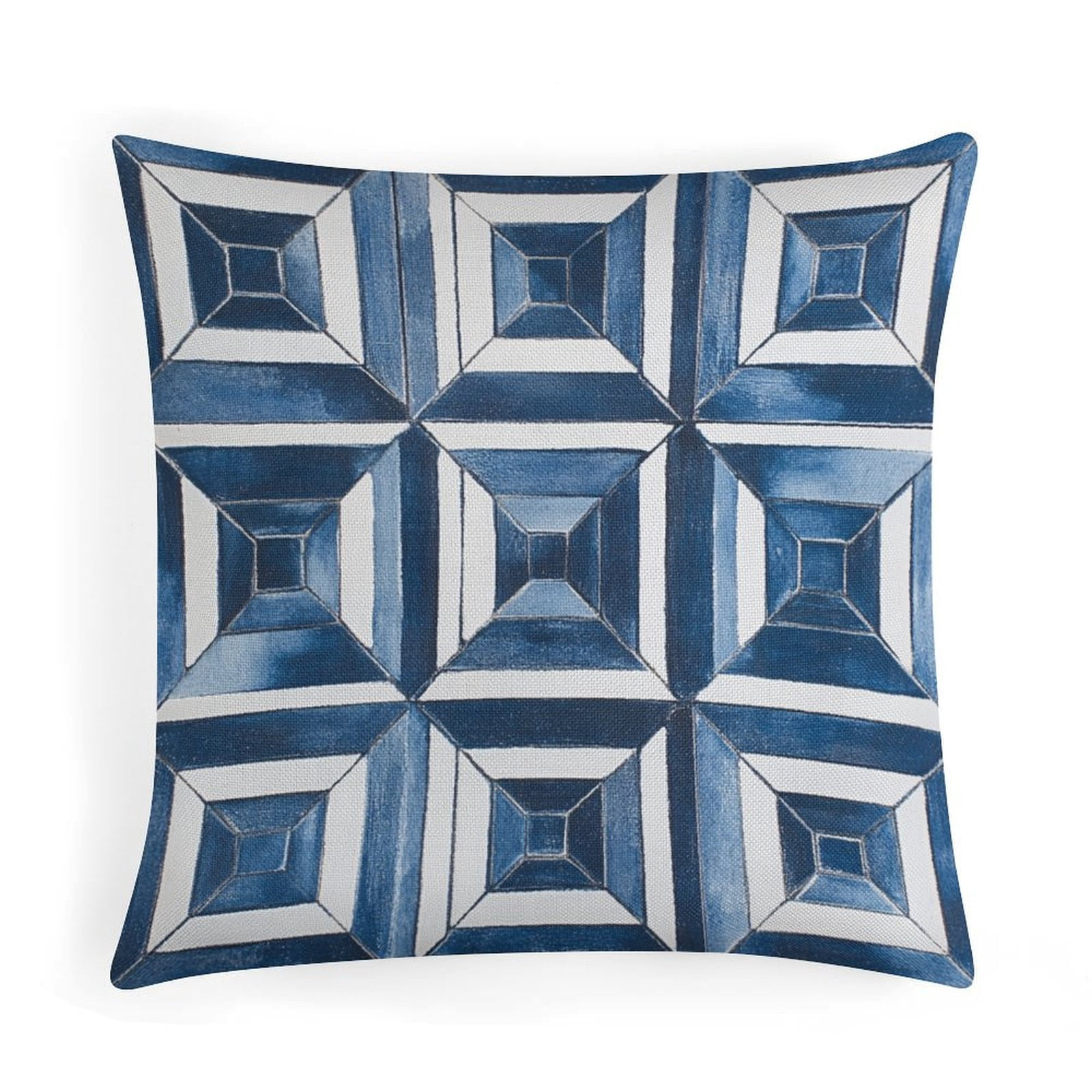 16"x16" Pillow Covers Blue And White Pattern with Squares, Lines, And ...