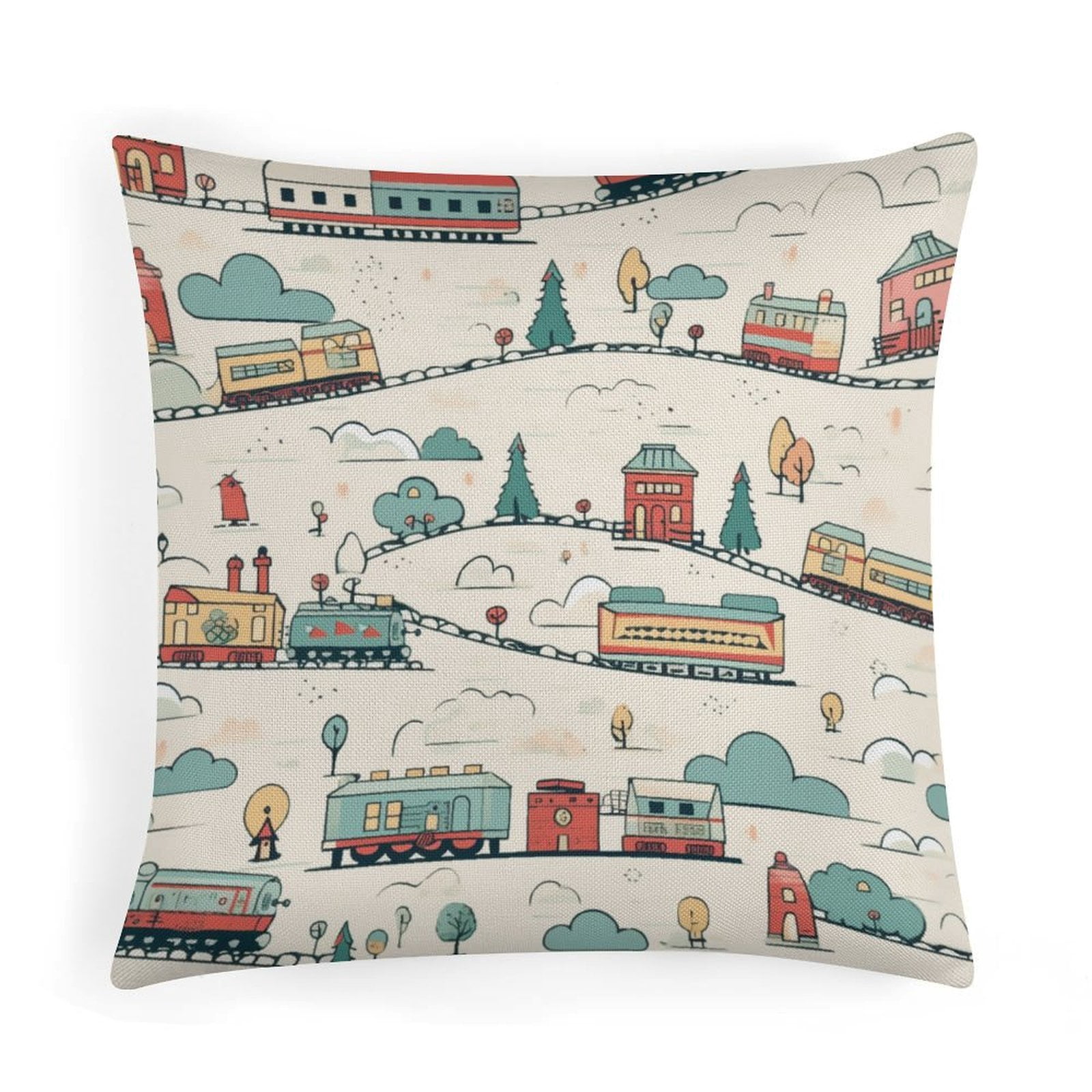 16"x16" Pillowcase I Love Trains Cartoon Linen Pillow Cover Gifts for ...