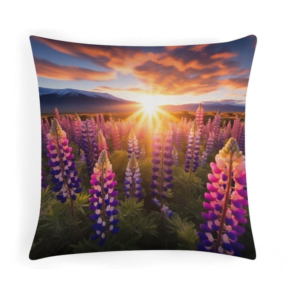 16"x16" Pillowcase Lupines Flowers New Zealand Linen Cushion Case ...