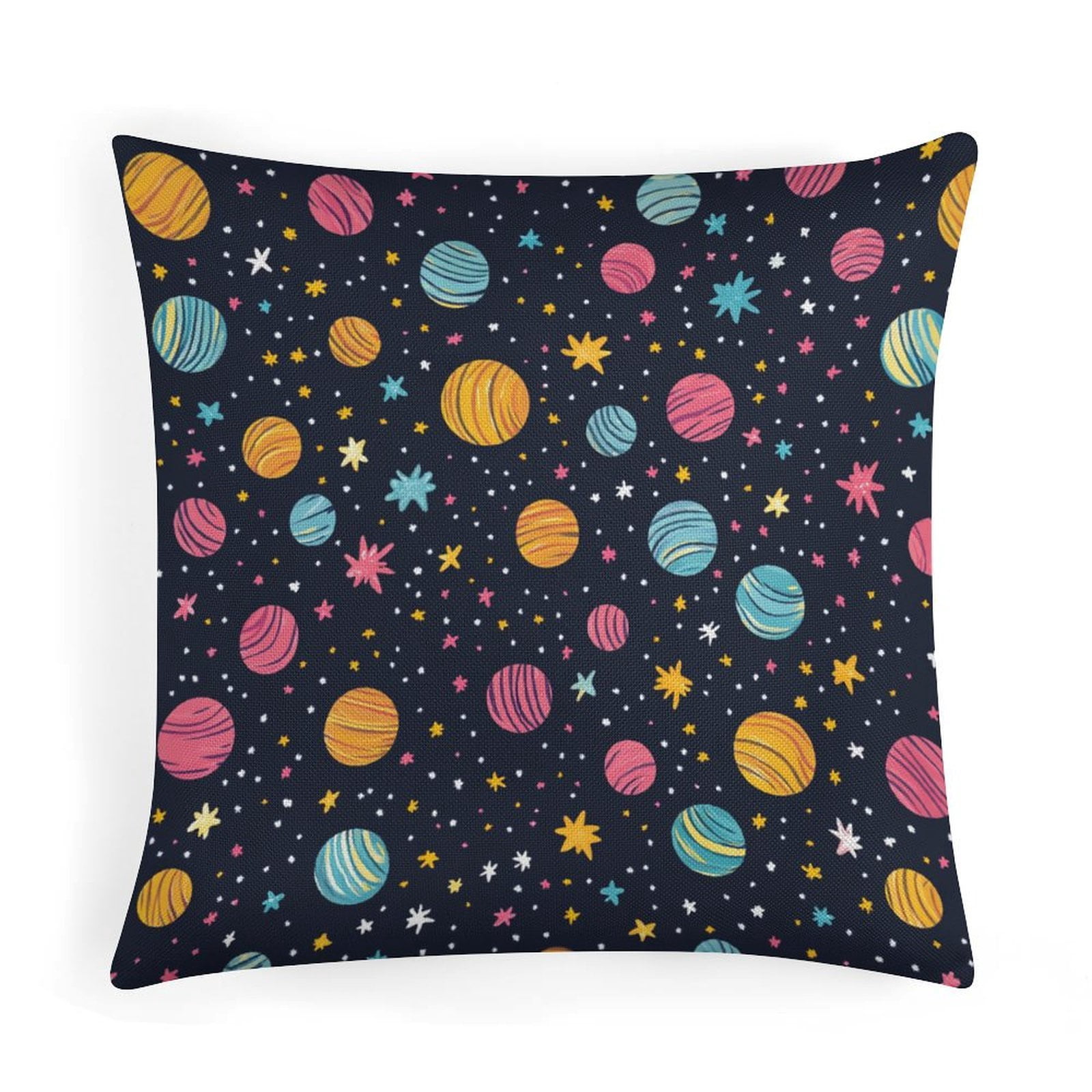 16"x16" Pillows Colorful Planets And Stars Zippered Pillow Cover Outer ...