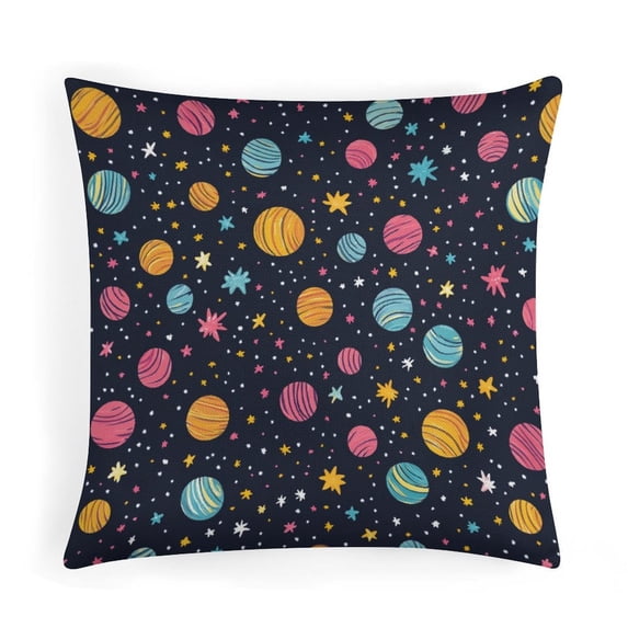 16"x16" Pillows Colorful Planets And Stars Zippered Pillow Cover Outer ...