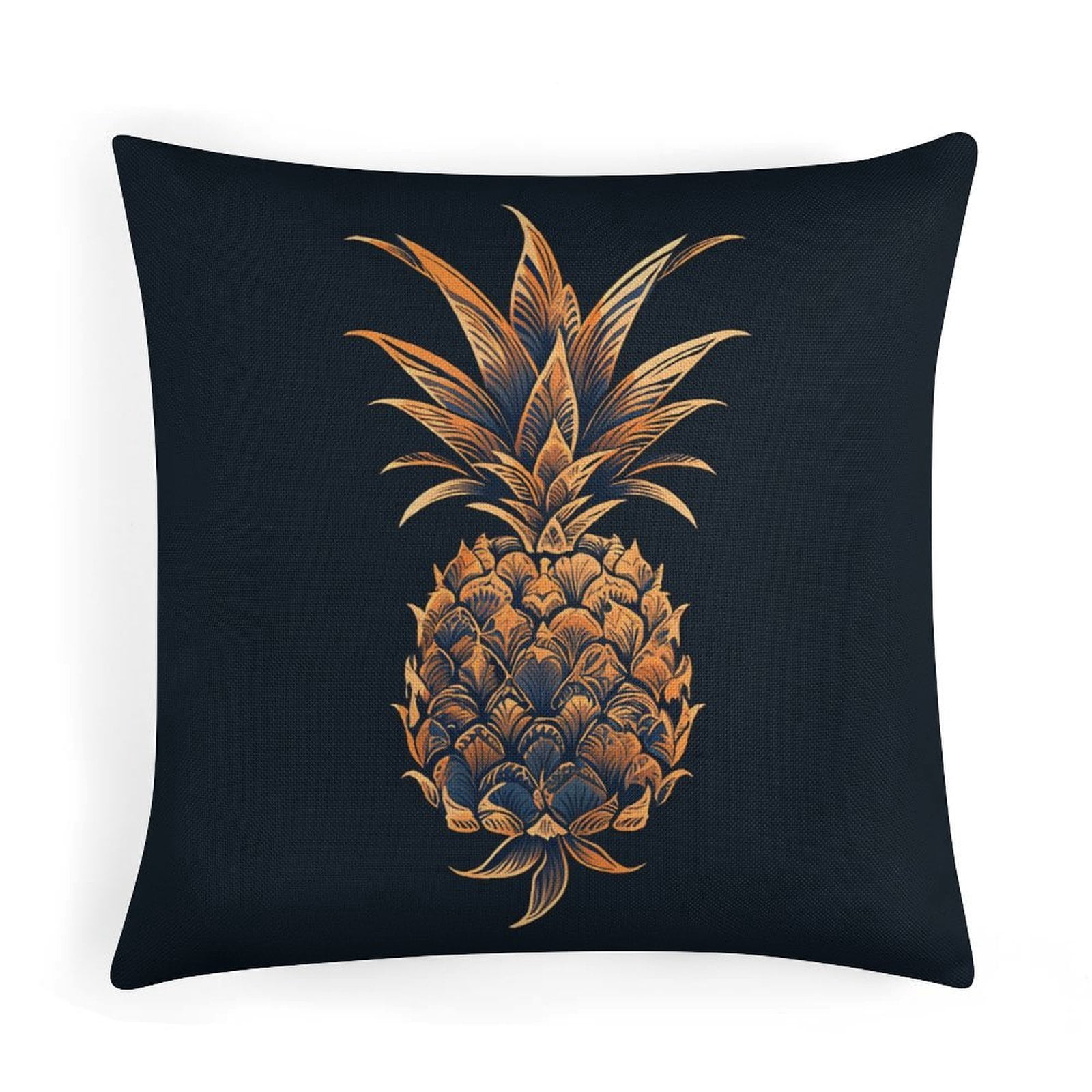 16"x16" Pillows Rose Gold Pineapple on Navy Blue Pillowcase Farm ...
