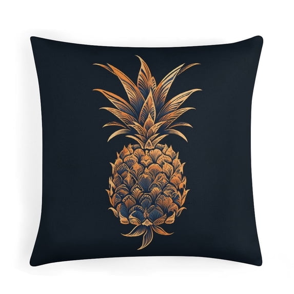 16"x16" Pillows Rose Gold Pineapple on Navy Blue Pillowcase Farm ...