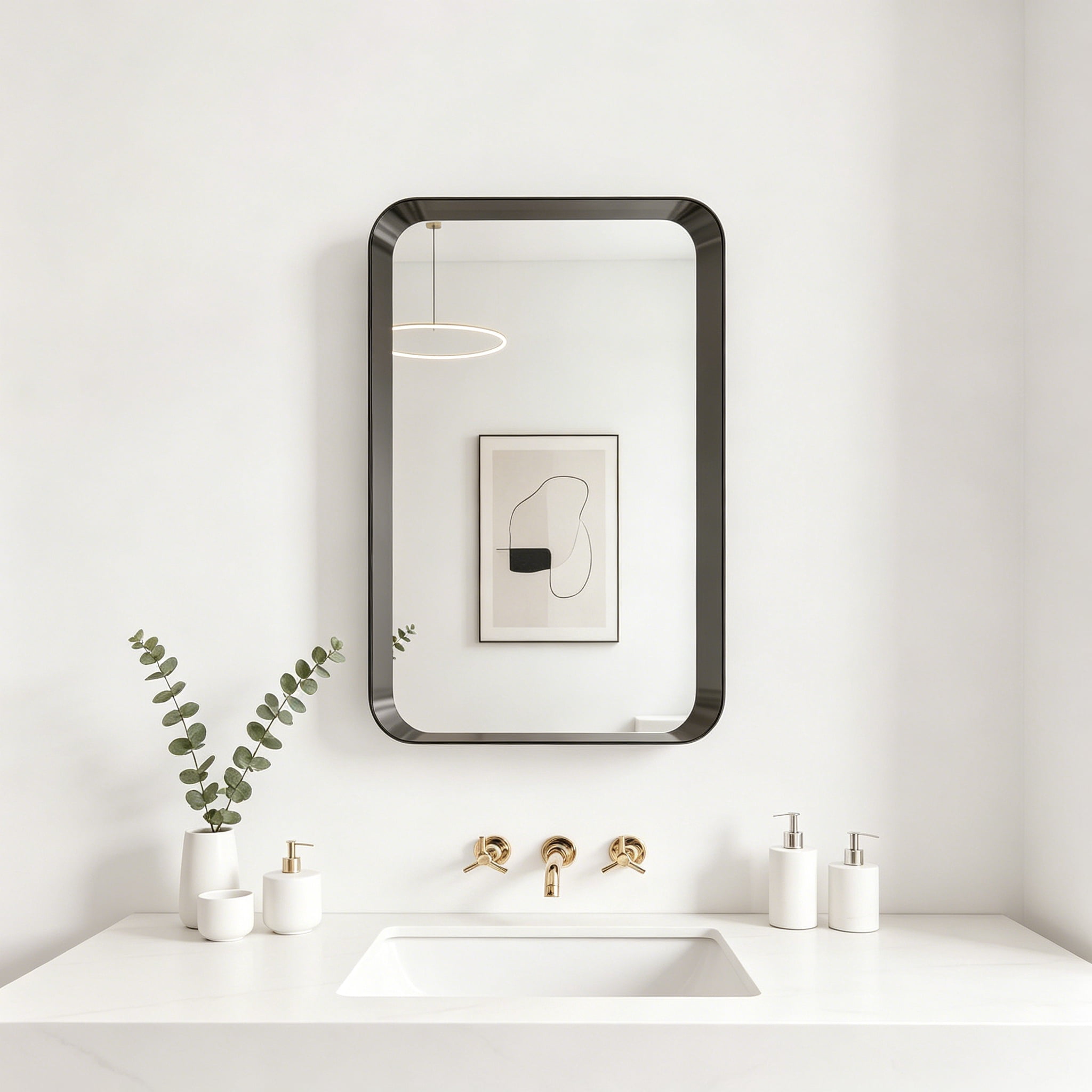 16"x24" Recessed Metal Framed Vanity Mirror with Storage, Wall Mount ...