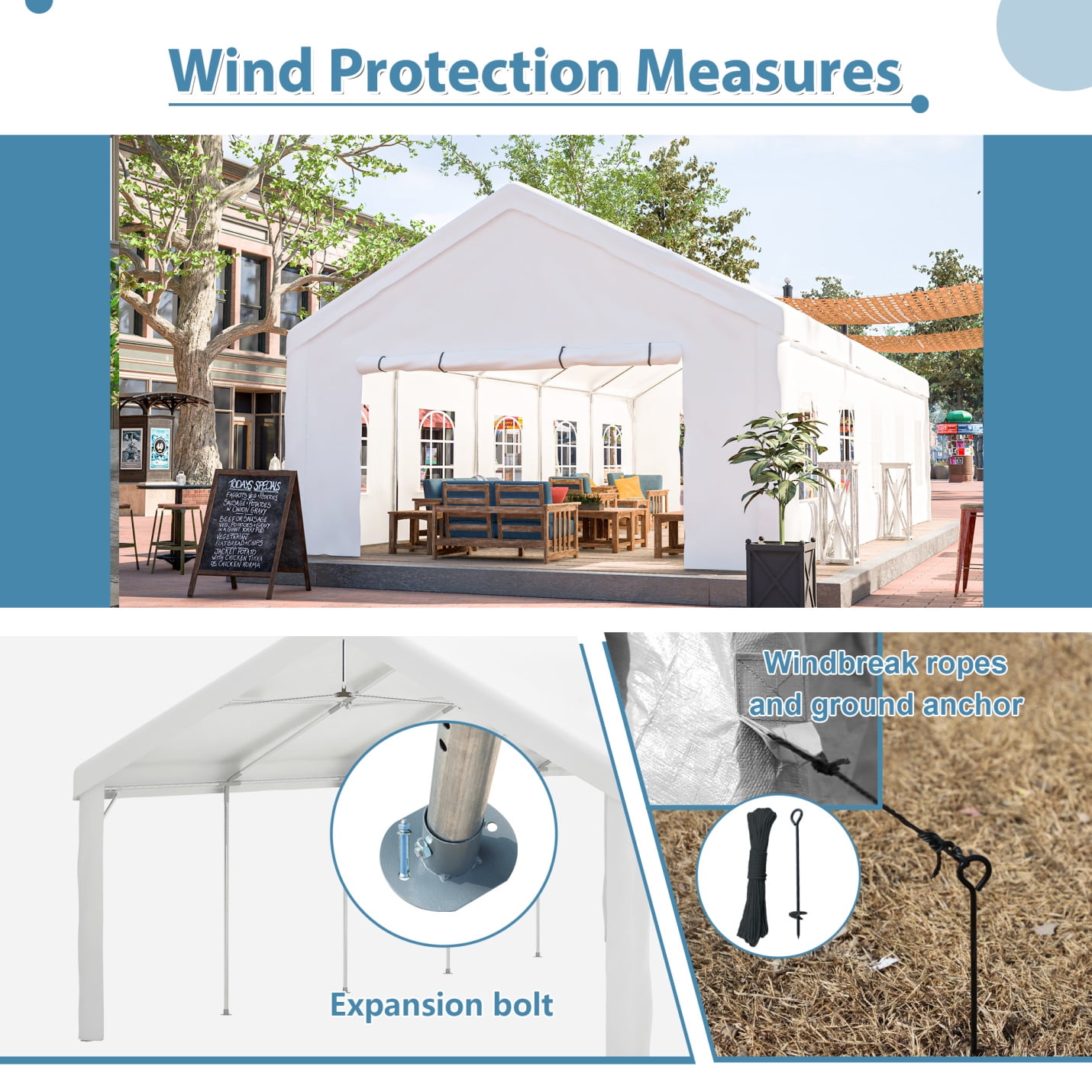 16'x32' Party Tent Heavy Duty, Large Wedding Event Shelters with 3 ...