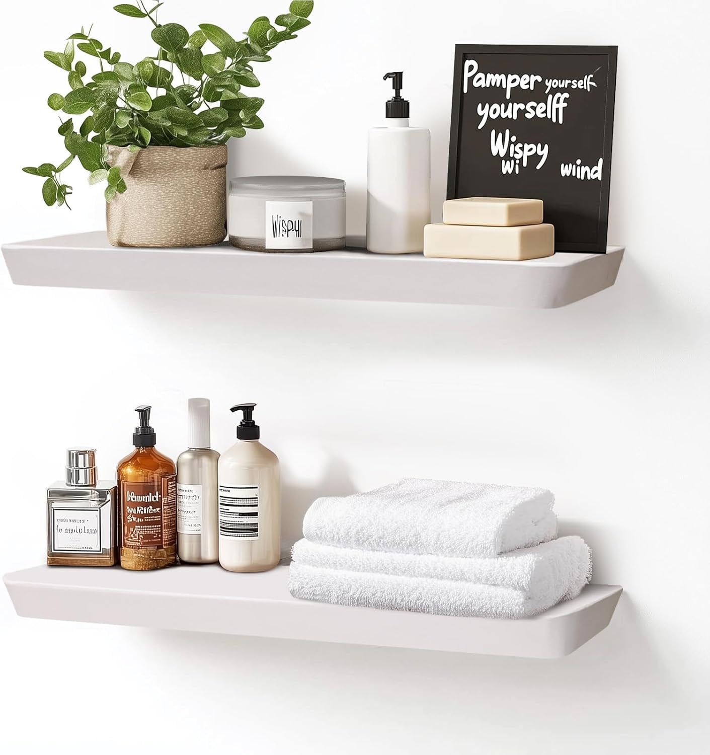 16"x6.8"x1.6" Slanted Floating Wall Shelves 2-Pack - Rustic Brown ...