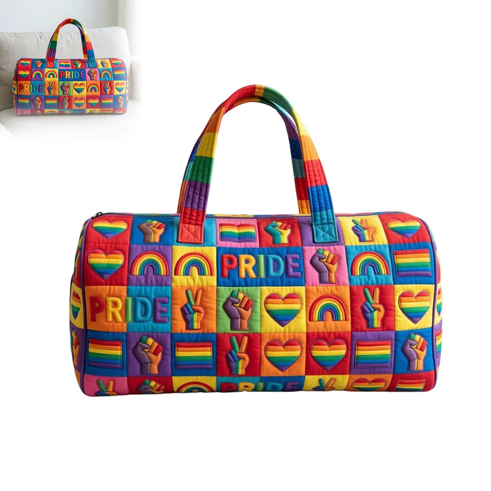 16"x8"x8" Hippie Bohemian Quilted Weekender Travel Bag, Quilted Hippie ...