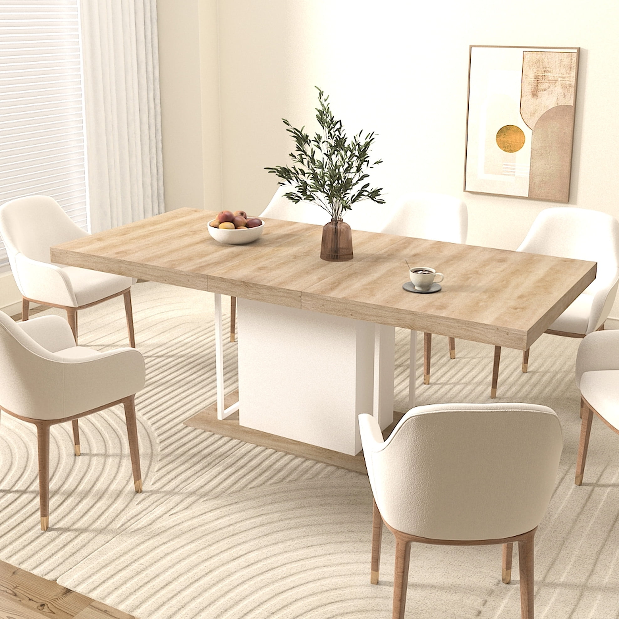 160 - 200 Cm Aged Wood Effect Dining Table, Extendable For 6 10, White ...