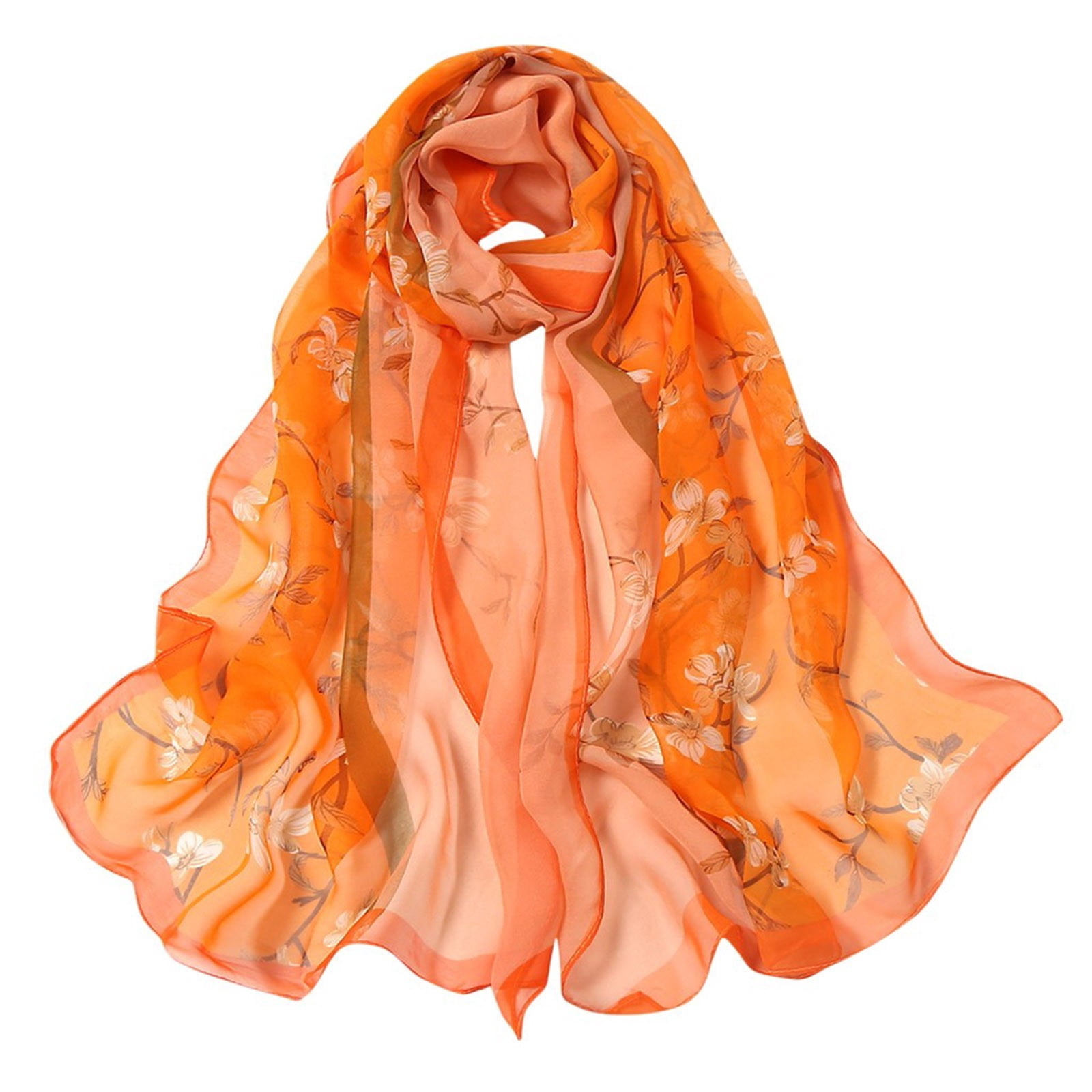 160*50cm Women Floral Print Silk Feel Scarf Long Soft Travel Casual ...
