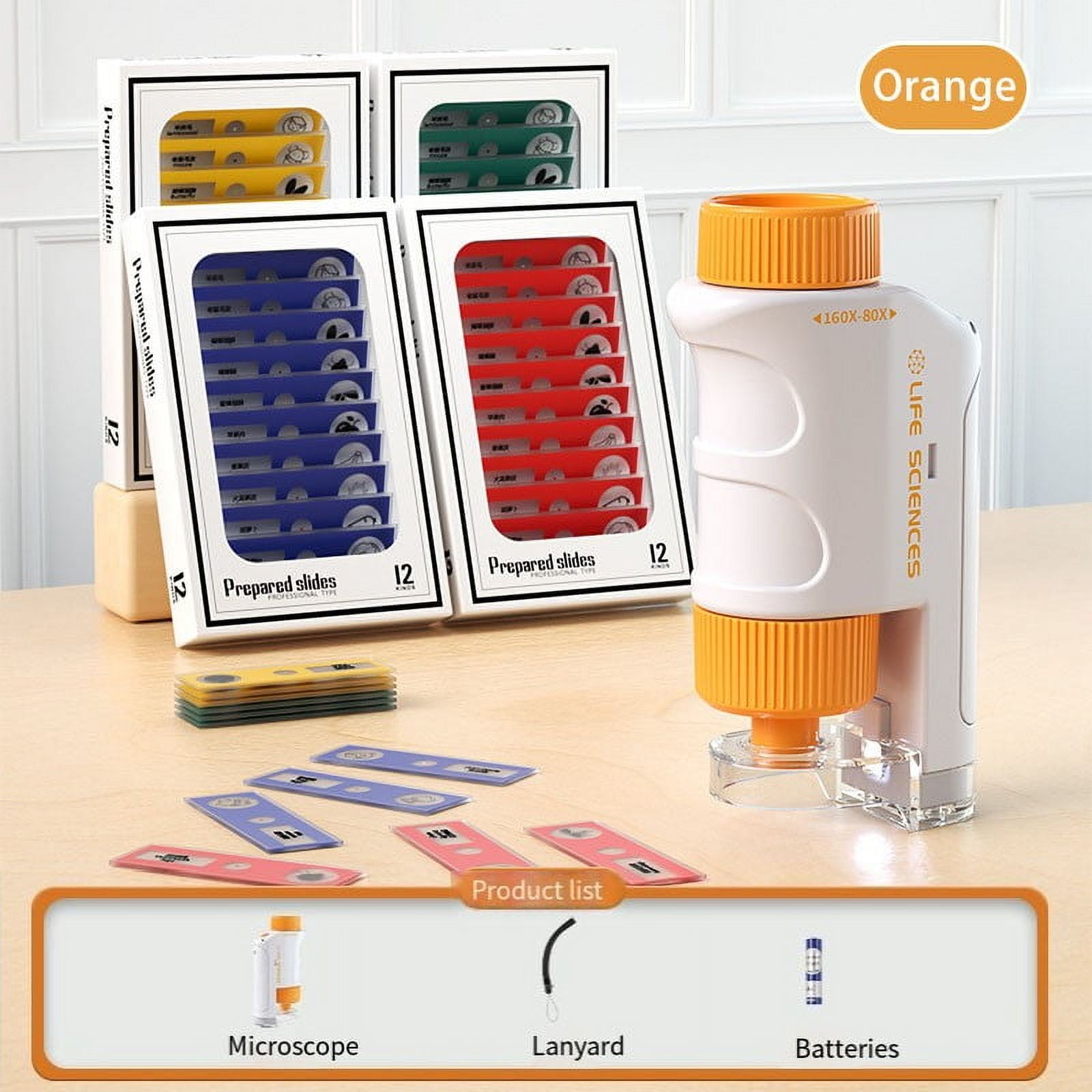 160-80X Pocket Microscope for Children Kids Science Toy Kit Educational ...