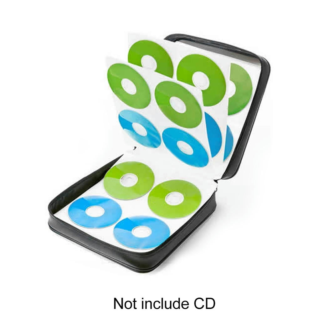 160 Capacity Portable Double Zipper Home Black Hard Shell DVD VCD ...