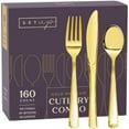 [160 Count] Disposable Silverware, Gold Combo Cutlery - 80 Forks, 40 ...