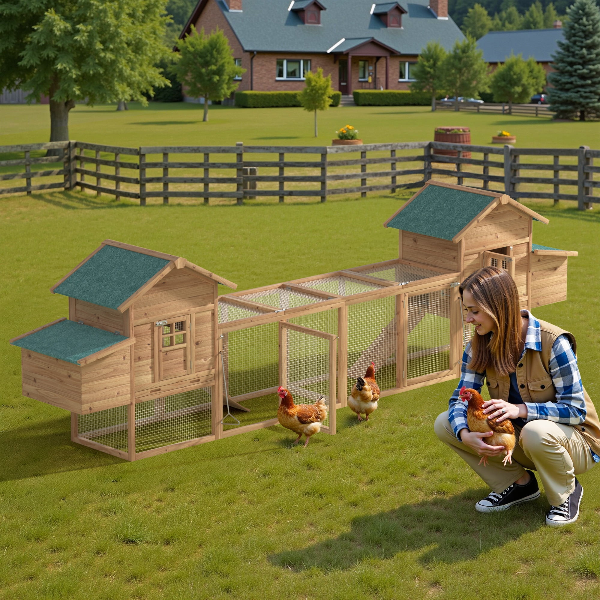 160" Large Duck Chicken Coop Waterproof Outdoor Hen House for 6-8 ...