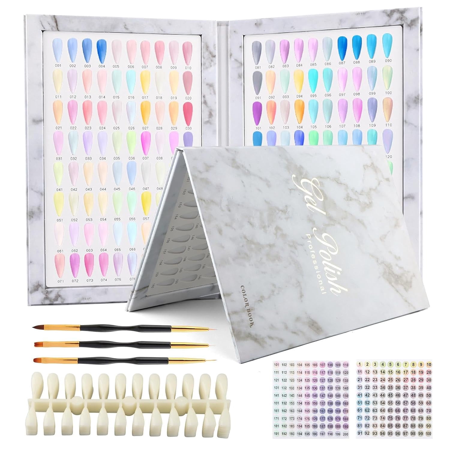 160 Nail Color Book, Professional Display Book with 240 N-ail Tips & 1 ...