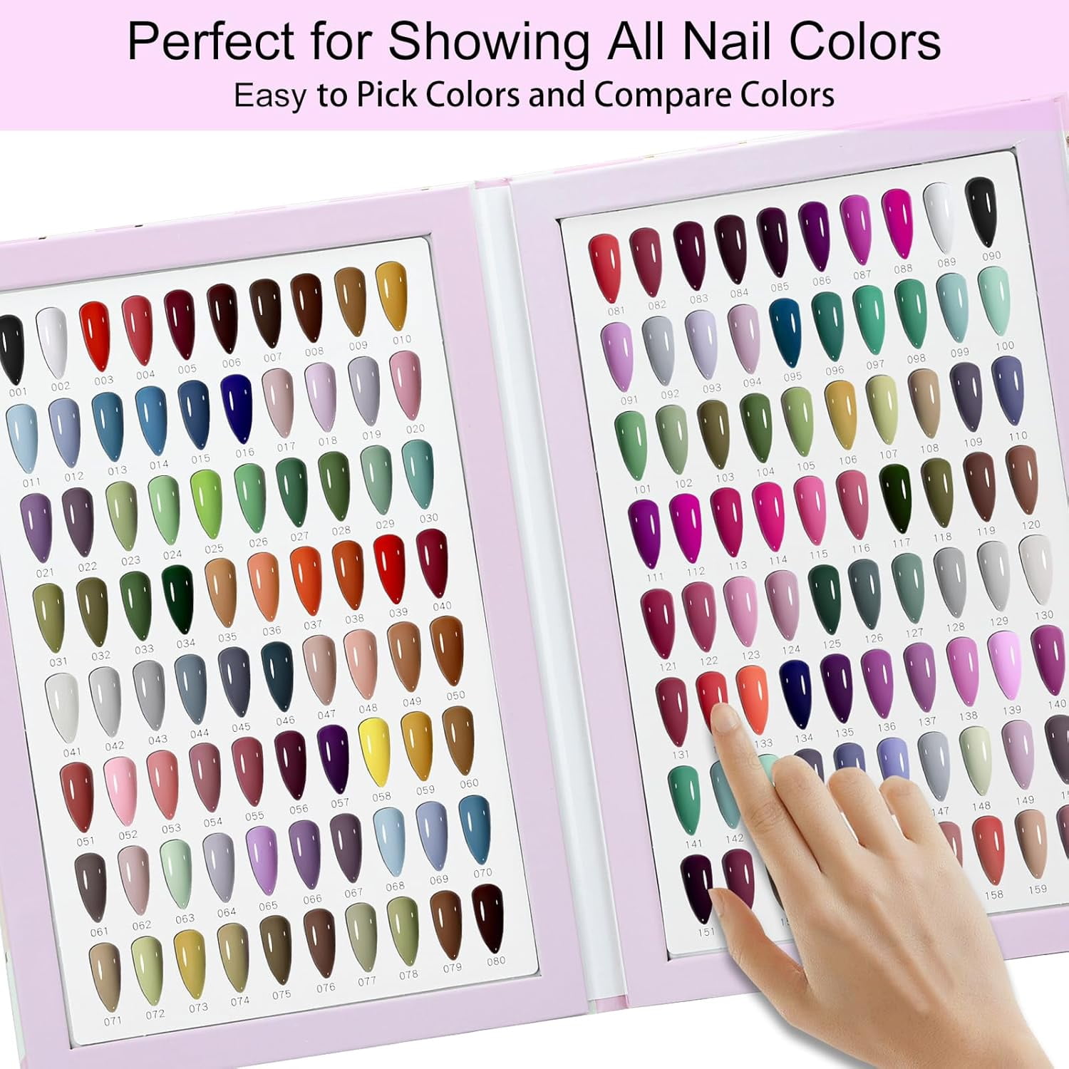 160 Nail Colors Book,Nail Color Display Book with 480 Nail Tips & 1-200 ...