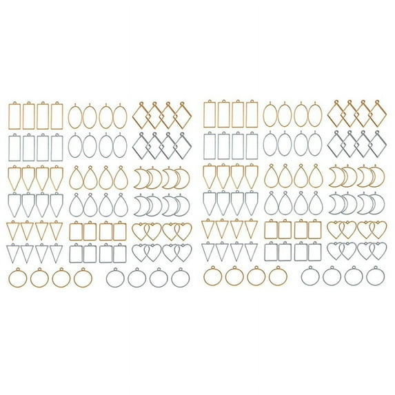 160 PCS Assorted Open Metal Bezels for Resin Pressed Frame Charms ...