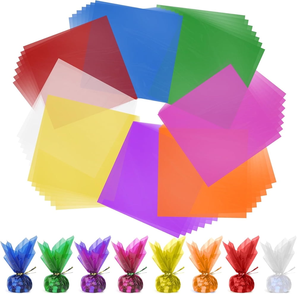 160 PCS Cellophane Sheets, NOGIS 9 inch Color Cello Sheets for Small ...