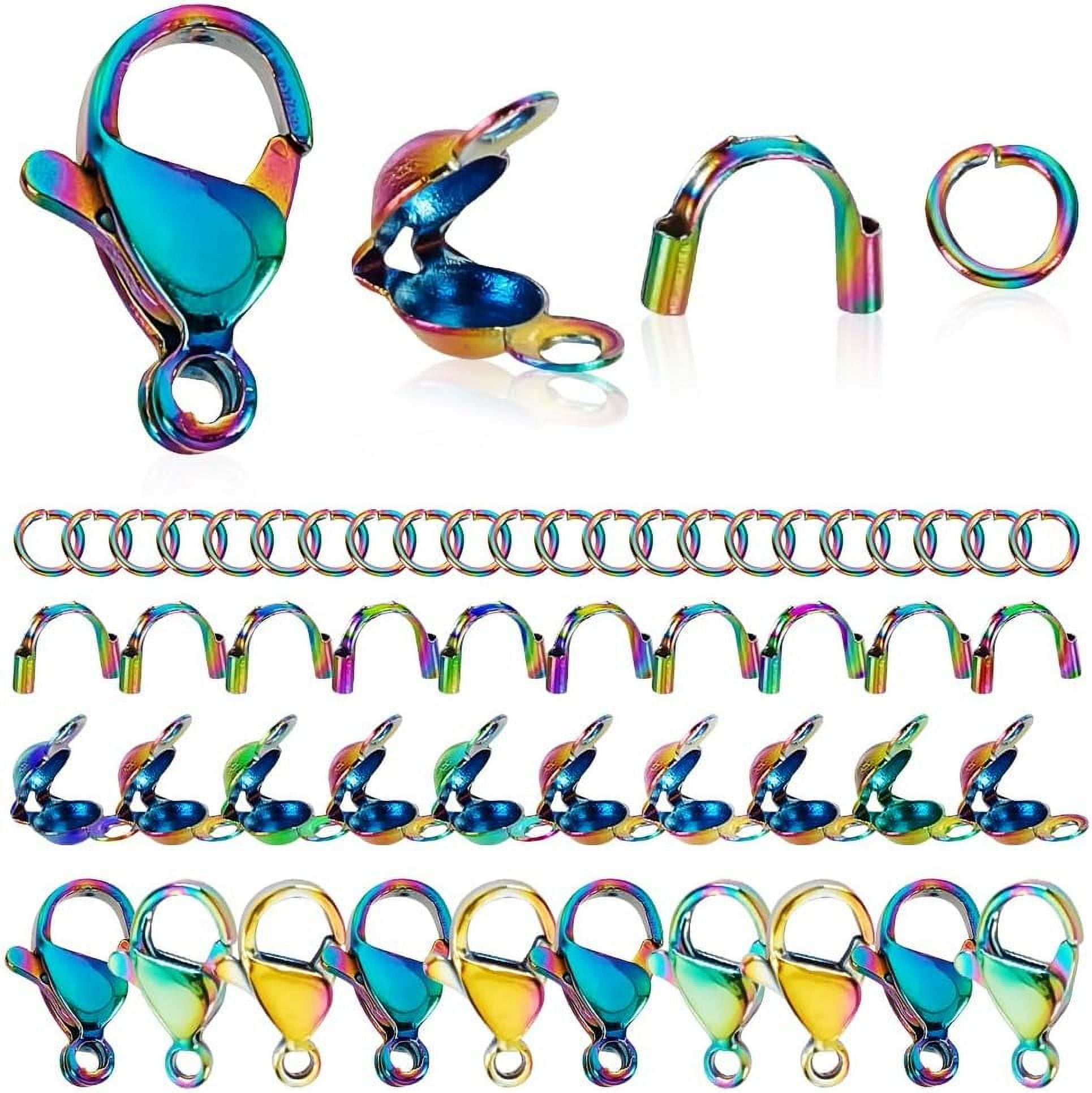 160 PCS Stainless Steel Open Jump Rings with Clasps Rainbow Color ...