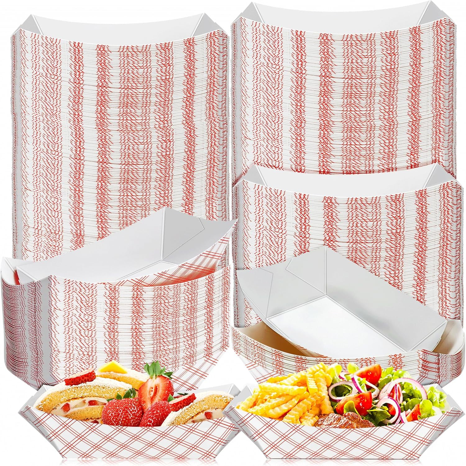 160 Pack Checkered 2Lb Paper Food Boat Trays Disposable Paper Boats ...