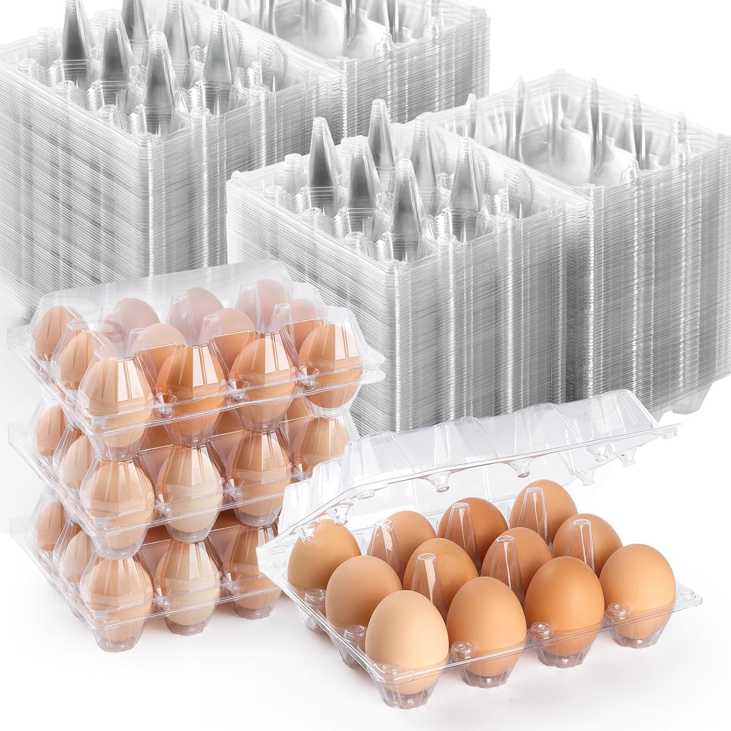 160 Pack Egg Cartons Cheap Bulk 12 Count Clear Empty Egg Cartons for ...